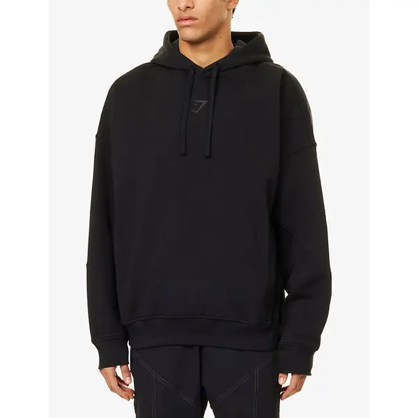 GYMSHARK Power Relaxed-fit Cotton-blend Hoodie - Black/asphalt Grey