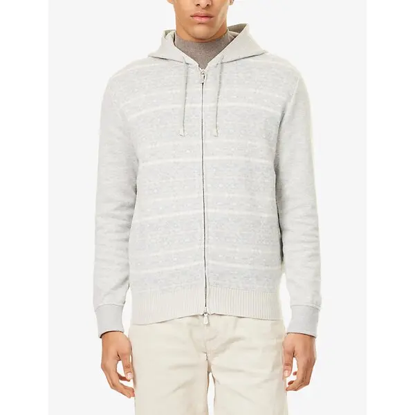Eleventy Regular-fit Contrast-texture Wool Hoodie