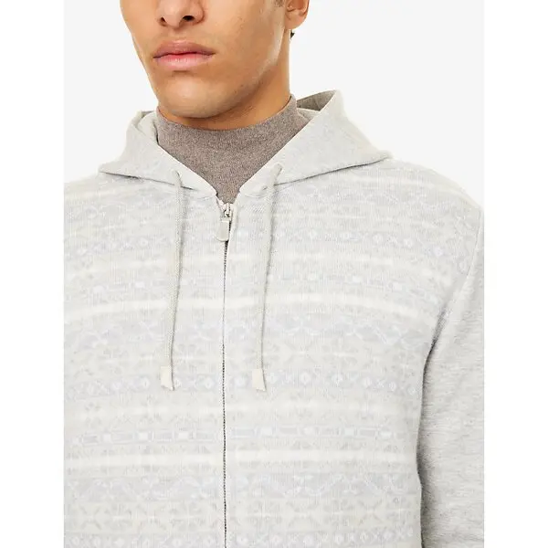 Eleventy Regular-fit Contrast-texture Wool Hoodie