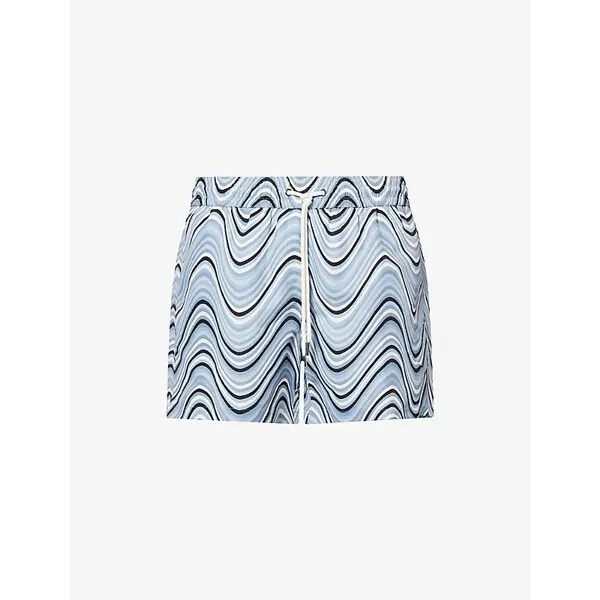 Frescobol Carioca Rio Copa Patterned Swim Shorts - Coastal Blue