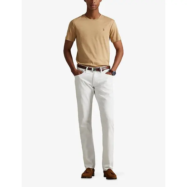 Polo Ralph Lauren Logo-embroidered Custom Slim-fit Cotton-jersey T-shirt - Camel