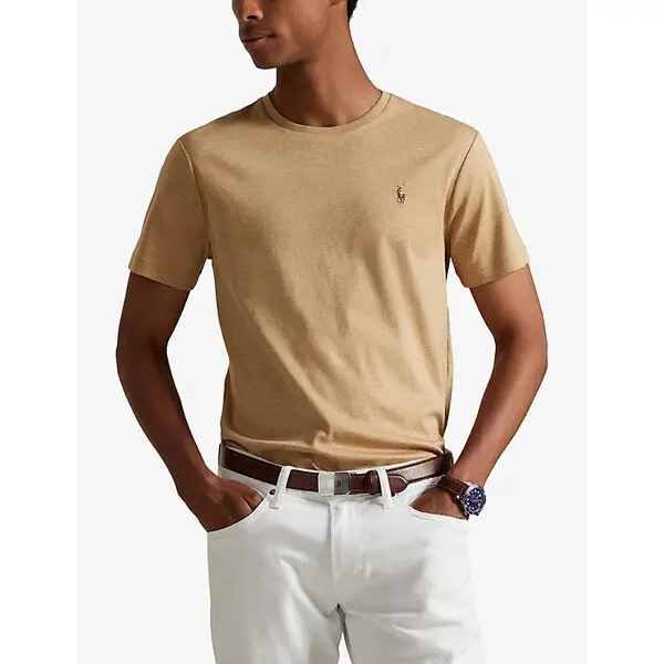 Polo Ralph Lauren Logo-embroidered Custom Slim-fit Cotton-jersey T-shirt - Camel