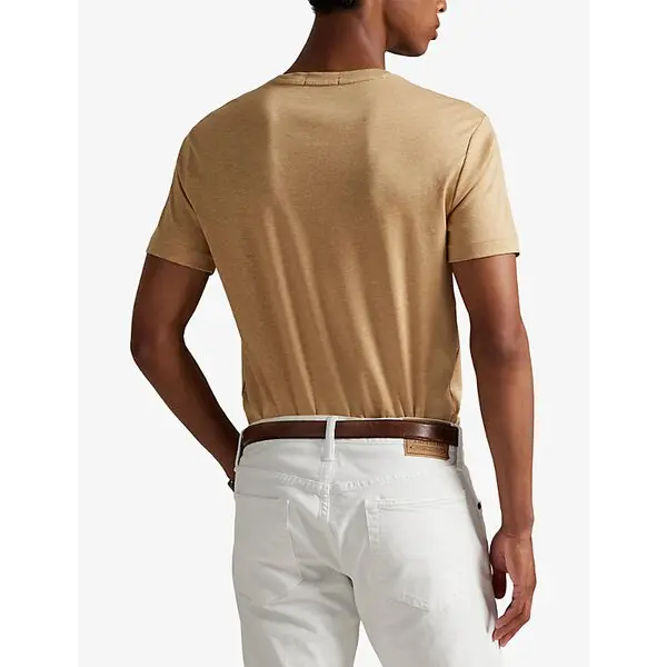 Polo Ralph Lauren Logo-embroidered Custom Slim-fit Cotton-jersey T-shirt - Camel