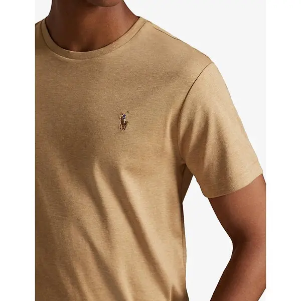 Polo Ralph Lauren Logo-embroidered Custom Slim-fit Cotton-jersey T-shirt - Camel