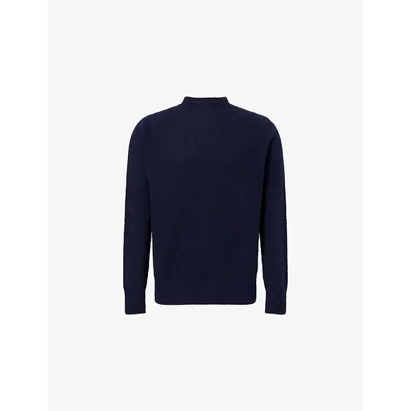 Sunspel Shetland Wool Crew Neck Jumper - Navy