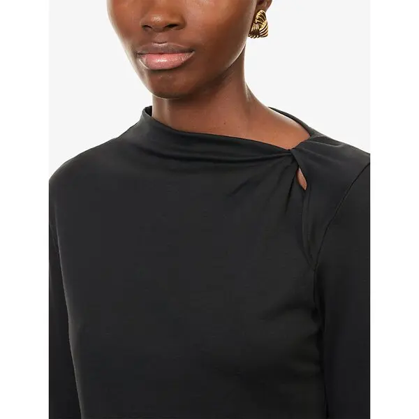 Theory Twisted Slash-neck Cotton Top