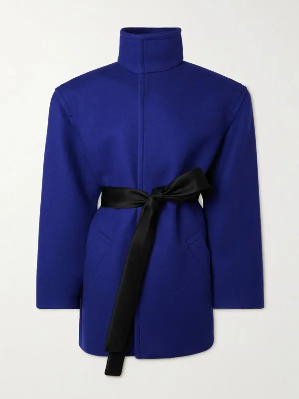 Saint Laurent Belted Wool-felt Coat - Blue