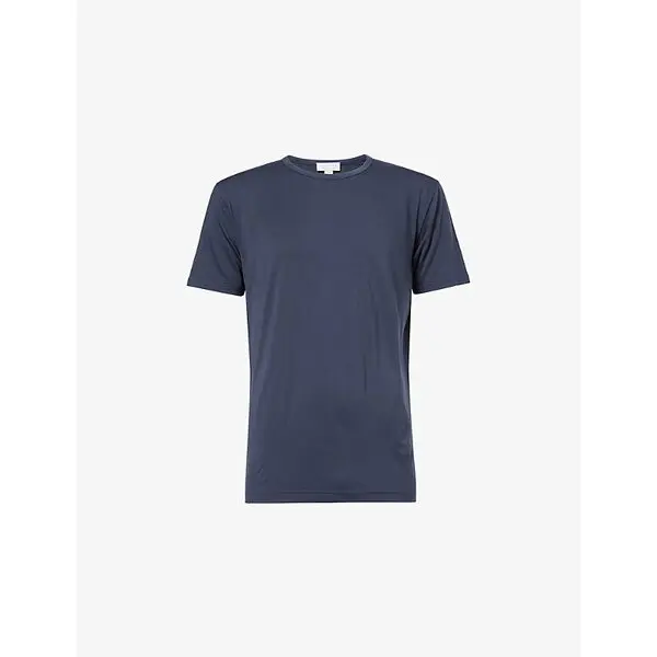Sunspel Regular-fit Crewneck Stretch-jersey T-shirt - Navy