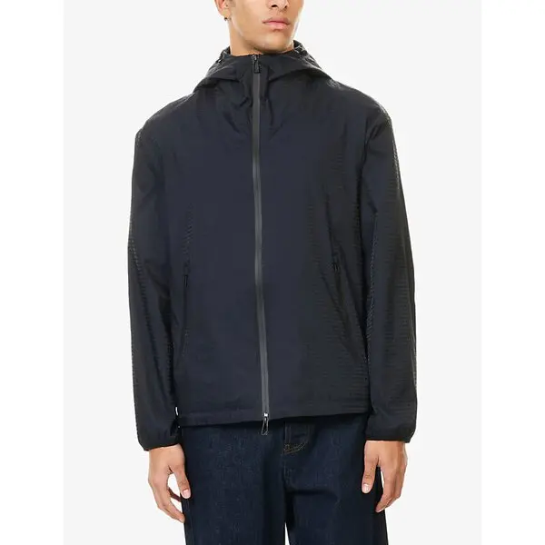 Emporio Armani Monogram-print Hooded Shell Windbreaker