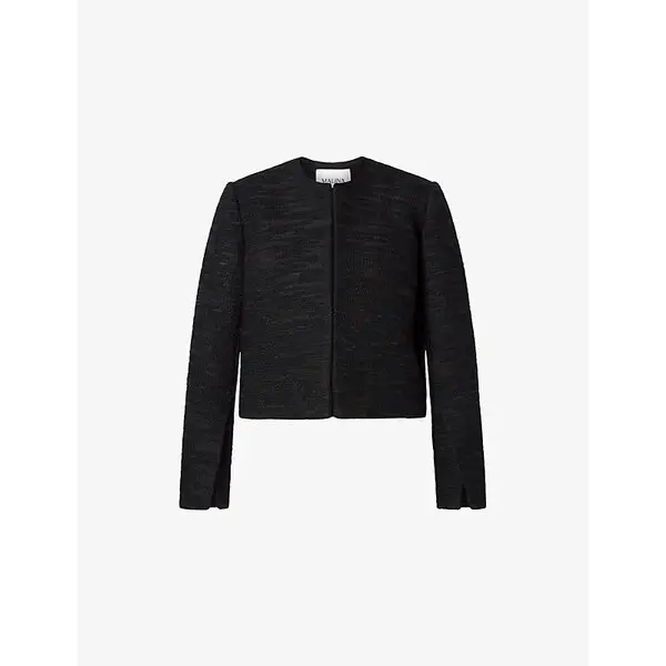 MALINA Ruthie Cropped Bouclé Blazer - Black