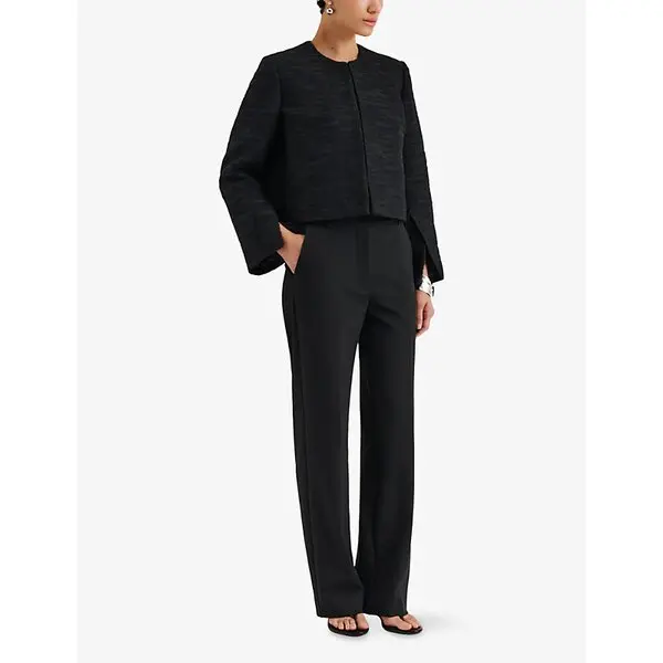 MALINA Ruthie Cropped Bouclé Blazer - Black