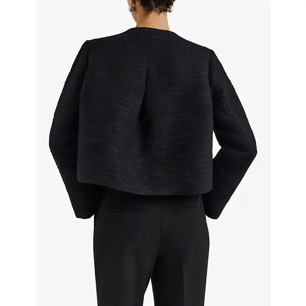 MALINA Ruthie Cropped Bouclé Blazer - Black