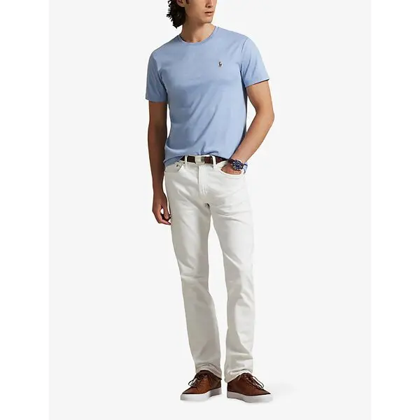 Polo Ralph Lauren Logo-embroidered Custom Slim-fit Cotton-jersey T-shirt - Blue Htr