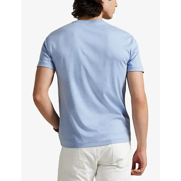 Polo Ralph Lauren Logo-embroidered Custom Slim-fit Cotton-jersey T-shirt - Blue Htr