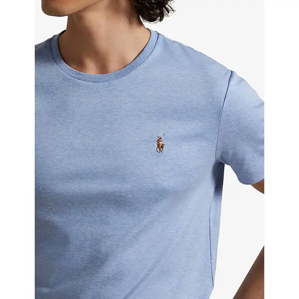 Polo Ralph Lauren Logo-embroidered Custom Slim-fit Cotton-jersey T-shirt - Blue Htr