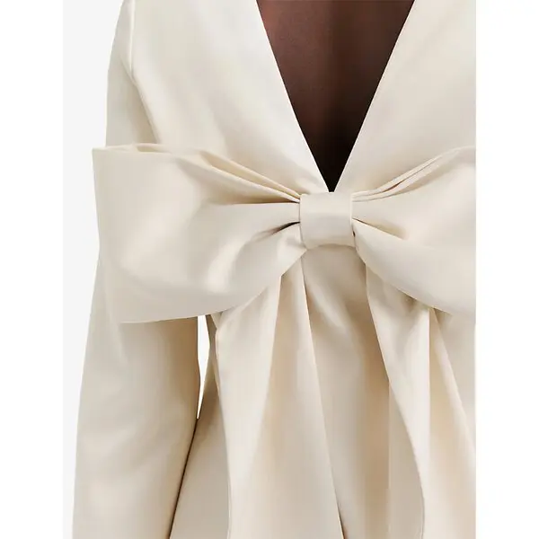 MALINA Elna Bow-embroidered Satin Top