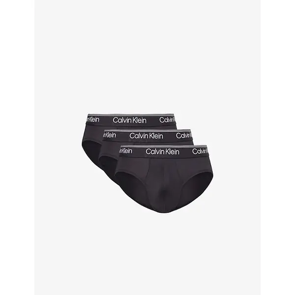 Calvin Klein Pack Of Three Microfibre Stretch Hip Briefs - Black, Black, Black