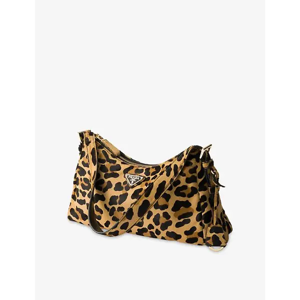 Prada Aimée Medium Printed Leather Shoulder Bag - Neutral
