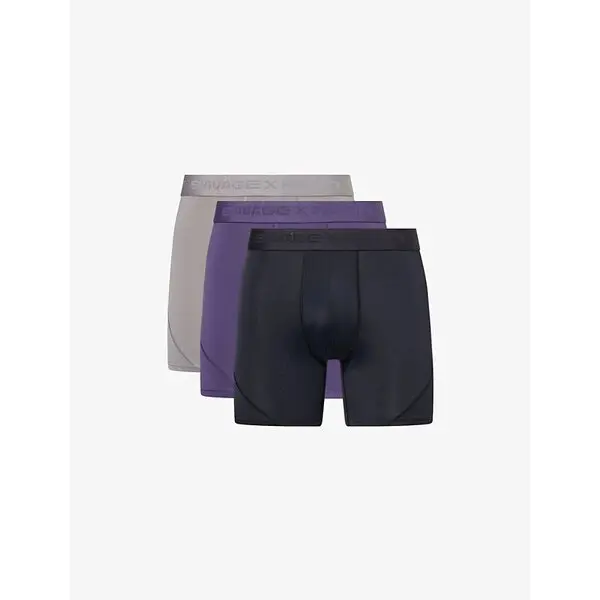 SAVAGE X FENTY Shadow Fit Pack Of Three Jersey Boxer Briefs - Black/grey/purple
