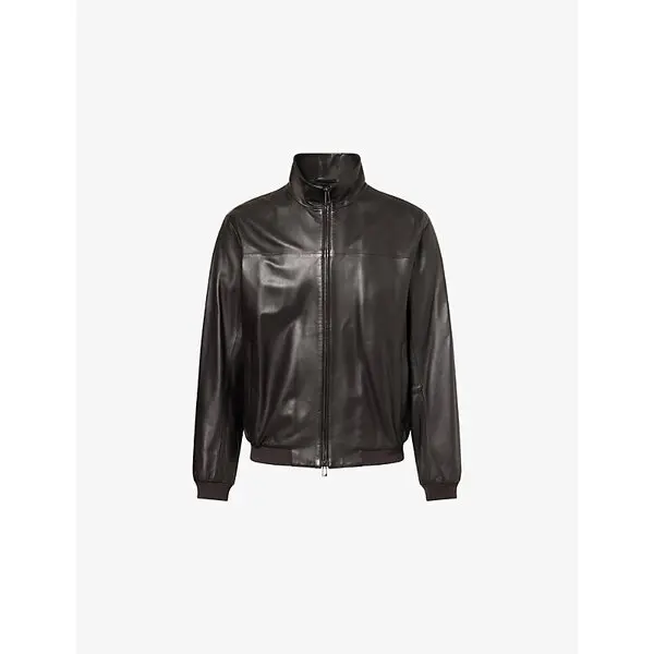 Emporio Armani Core Stand-collar Leather Jacket