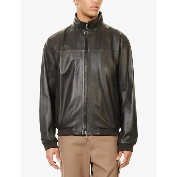 Emporio Armani Core Stand-collar Leather Jacket