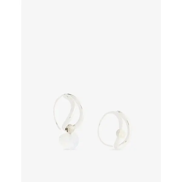 PLOW Wave Pierces Sterling And Moonstone Hoop Earrings