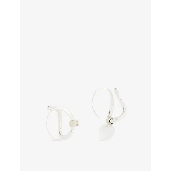 PLOW Wave Pierces Sterling And Moonstone Hoop Earrings