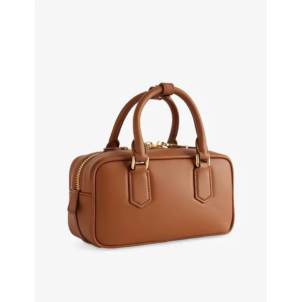 Miu Miu Arcadie Leather Top Handle Bag - Cognac