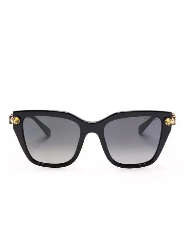 SWAROVSKI Butterfly-frame Sunglasses With Crystal Embellishments - Black