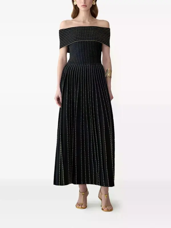 Carolina Herrera Bead-embroidered Off-shoulder Dress