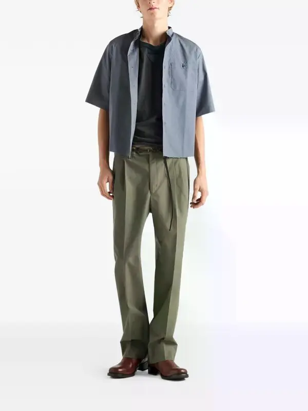 Prada Triangle-detail Short-sleeved T-shirt - Grey