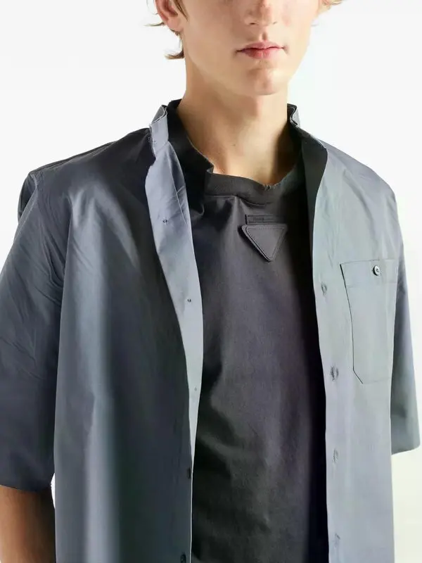 Prada Triangle-detail Short-sleeved T-shirt - Grey