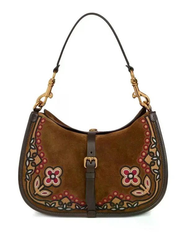 Etro Floral-embroidery Suede Shoulder Bag