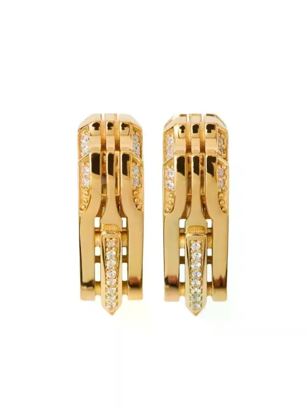 Burberry Shield Pavé Hoop Earrings - Gold