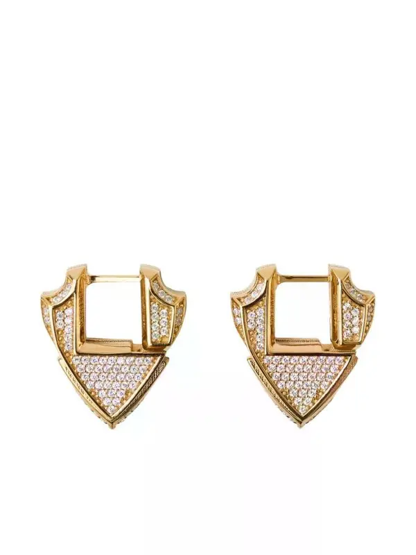 Burberry Plated Sterling Silver Shield Pavé Cubic Zirconia Earrings