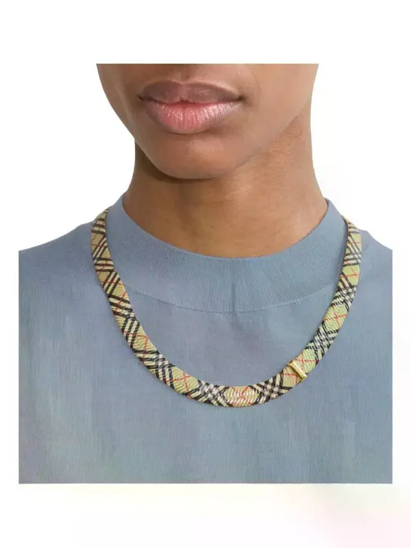 Burberry Check Print Chain Necklace