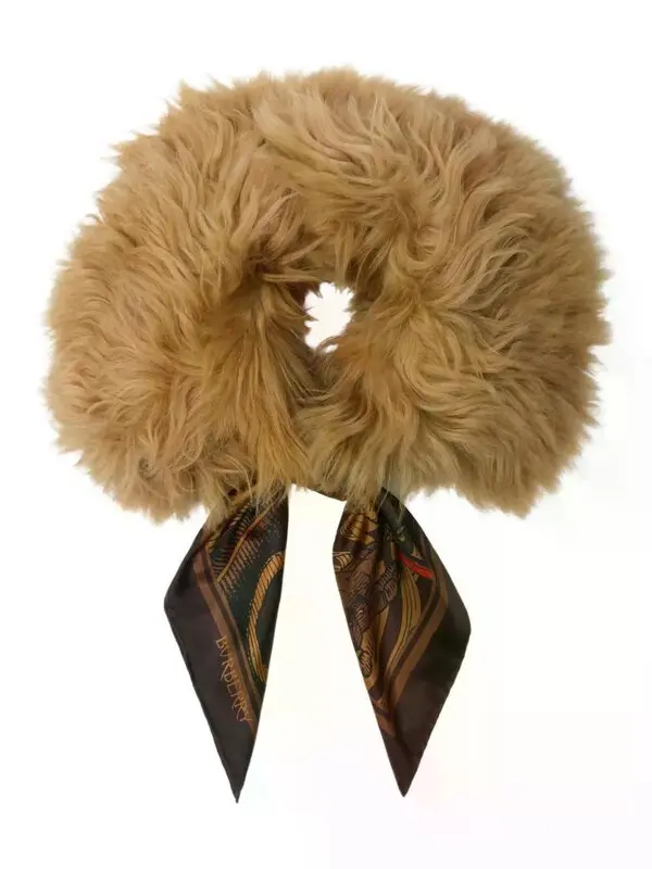 Burberry Shearling-collar Scarf - Brown
