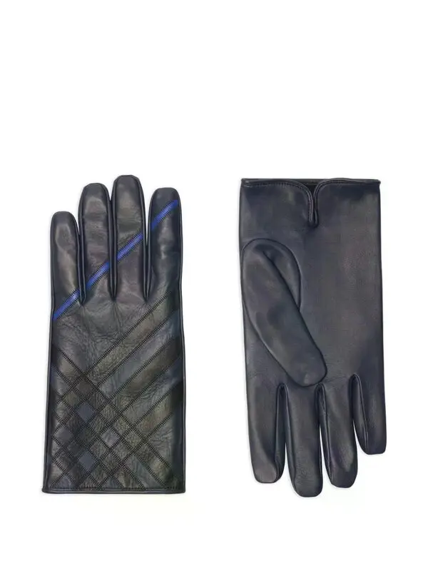 Burberry Check Pattern Leather Gloves
