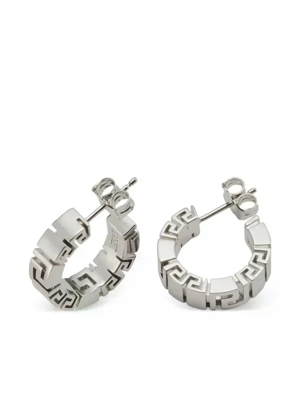 Versace Brass Greca Motif Hoop Earrings
