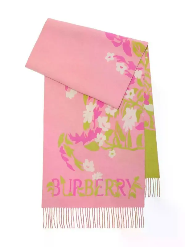 Burberry Wide Floral Ekd Cashmere Scarf - Pink