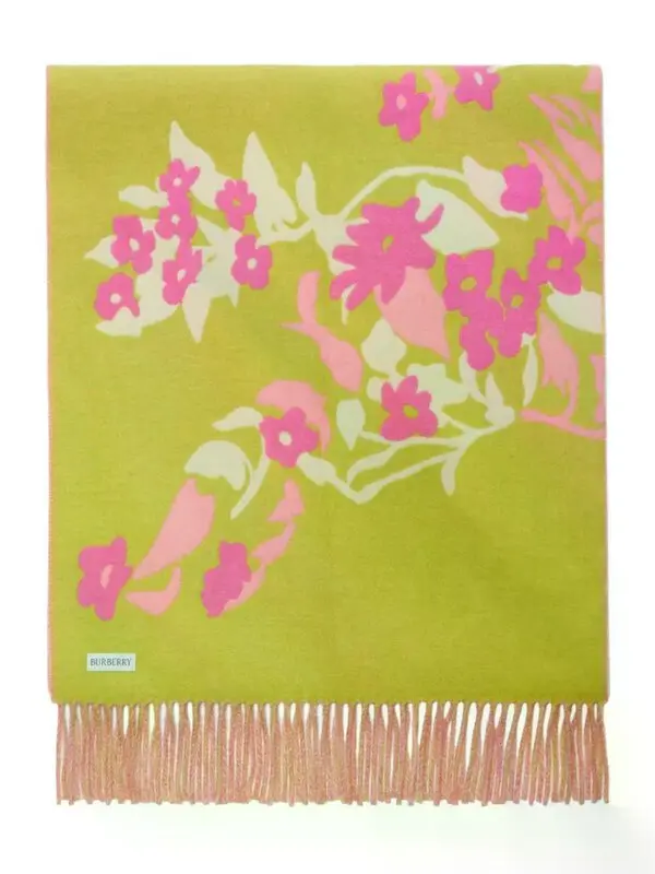 Burberry Wide Floral Ekd Cashmere Scarf