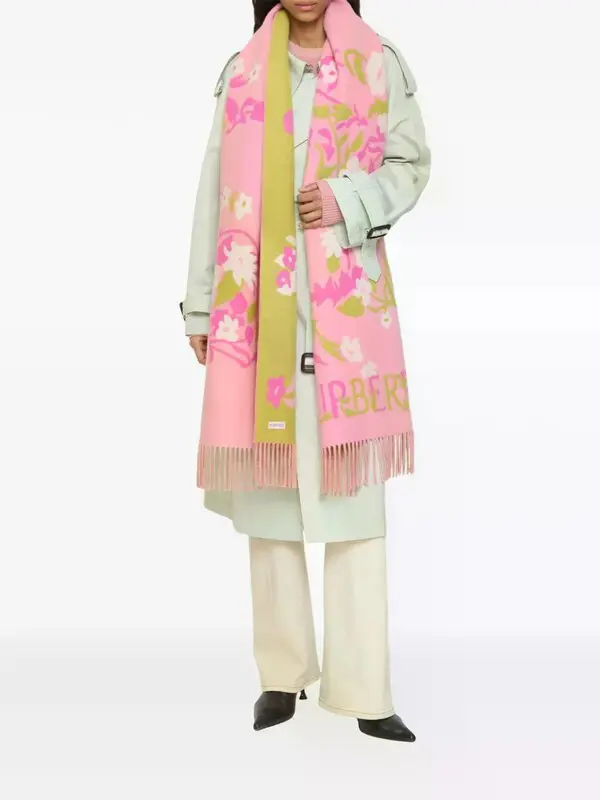 Burberry Wide Floral Ekd Cashmere Scarf