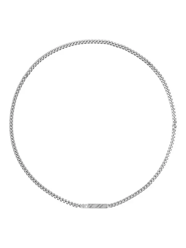 Burberry Engraved Check Chain Necklace - Silver