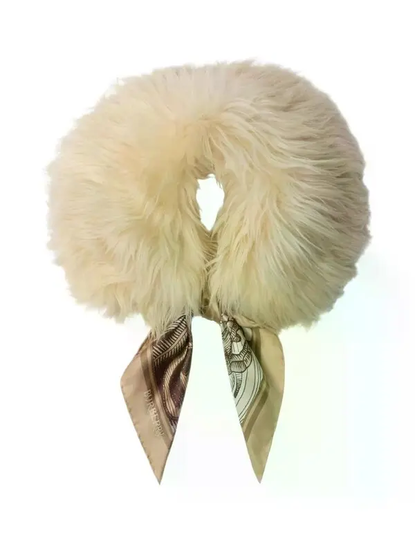 Burberry Shearling-collar Trim Scarf - Neutrals