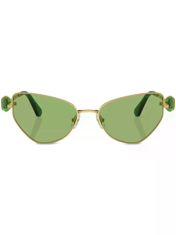SWAROVSKI Hinged Cat-eye Sunglasses With Crystal Embellishments - Gold