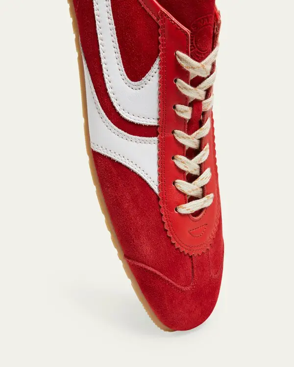 Dries Van Noten Suede And Leather Low-top Sneakers - Red/white