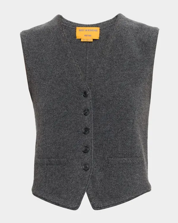 Guest In Residence Tailored Cashmere Vest - Charcoal
