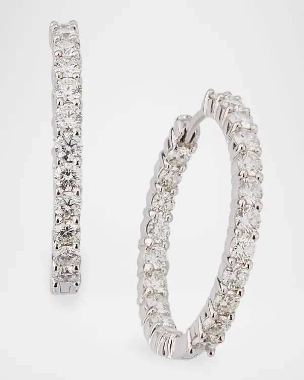 Roberto Coin 18k White Gold Diamond Inside-outside Hoop Earrings - 18kwg