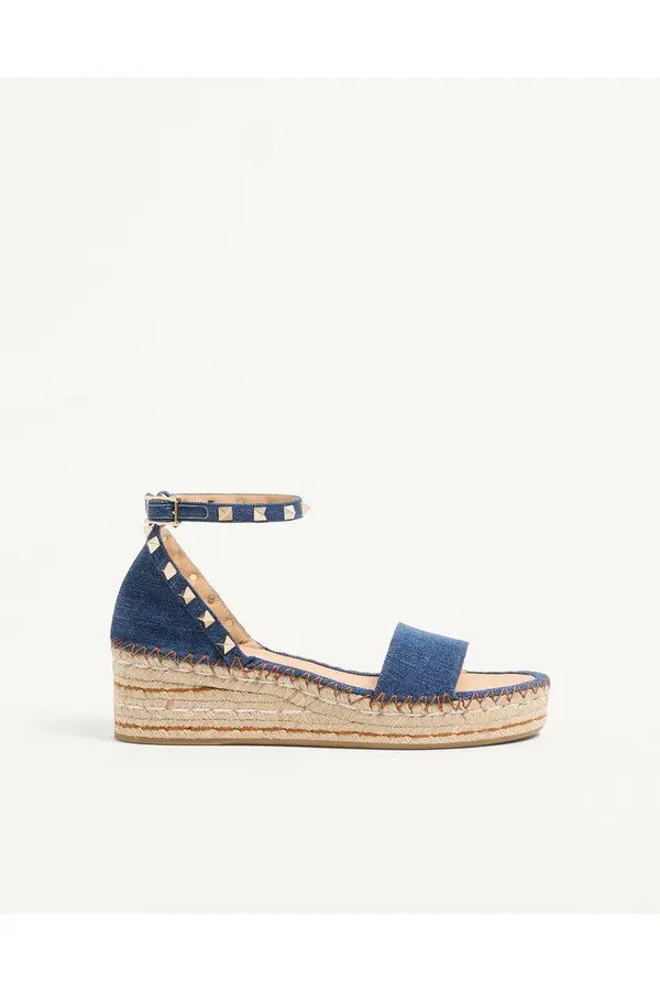 Valentino Garavani Rockstud Double Flatform Sandal - Blue
