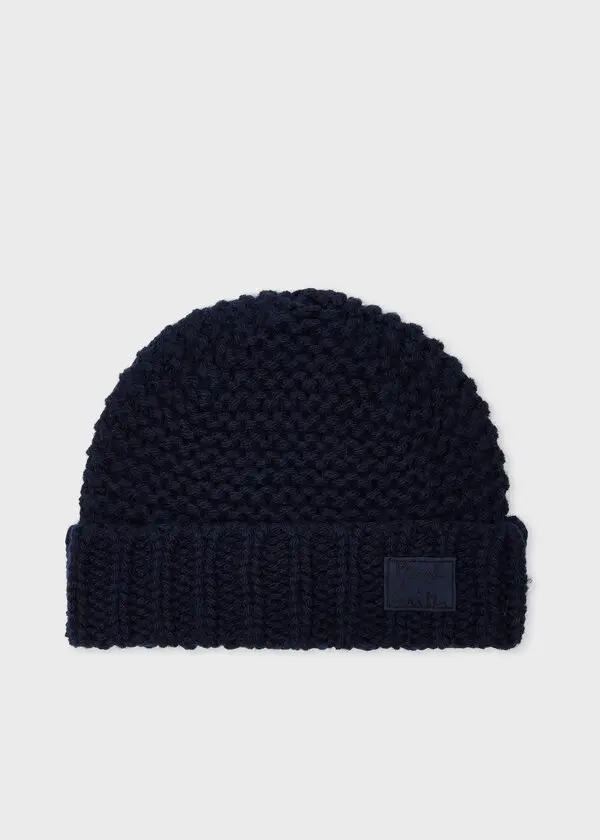 Paul Smith Chunky Knit Wool Beanie - Blue